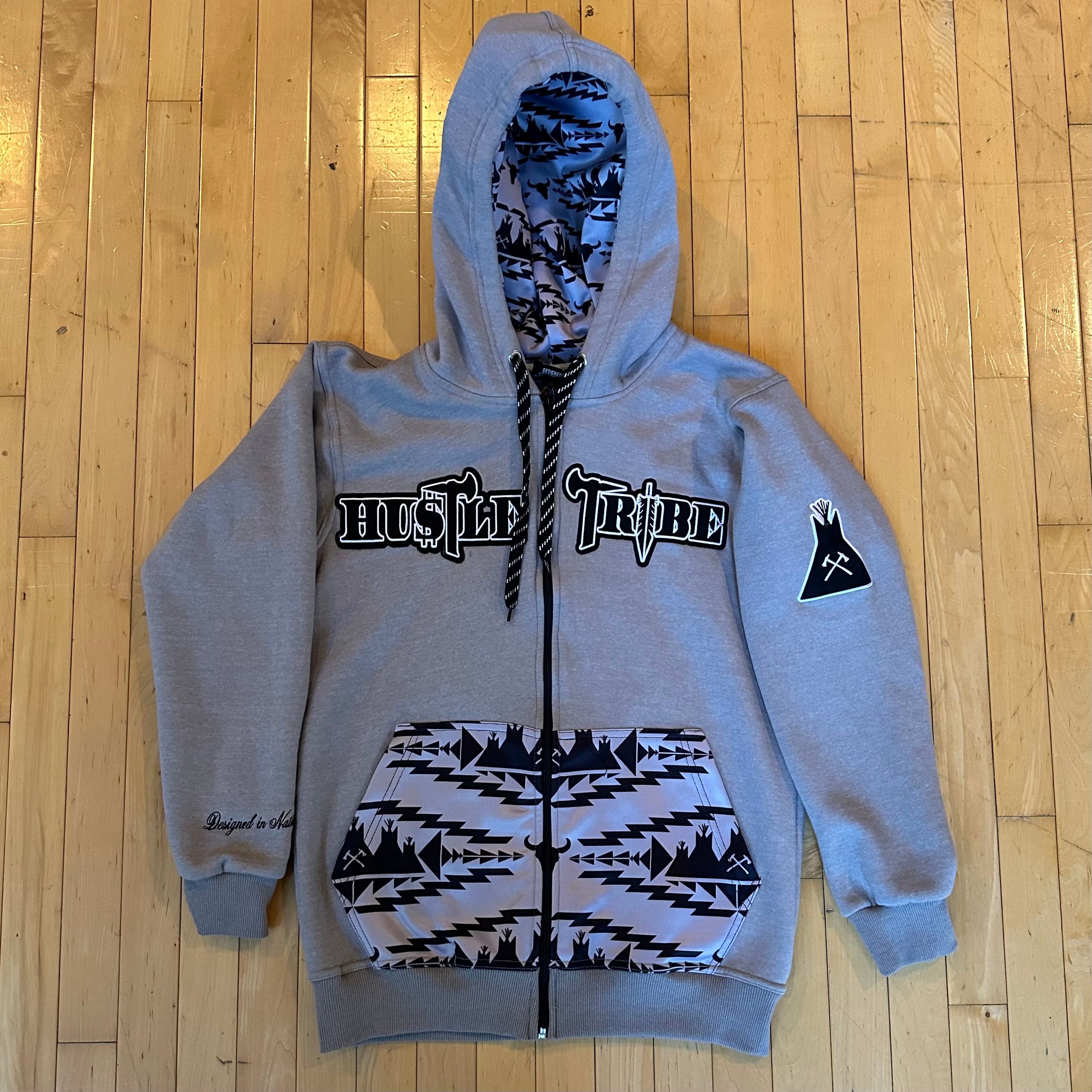 Grey zip up OG feathers | Hustle Tribe